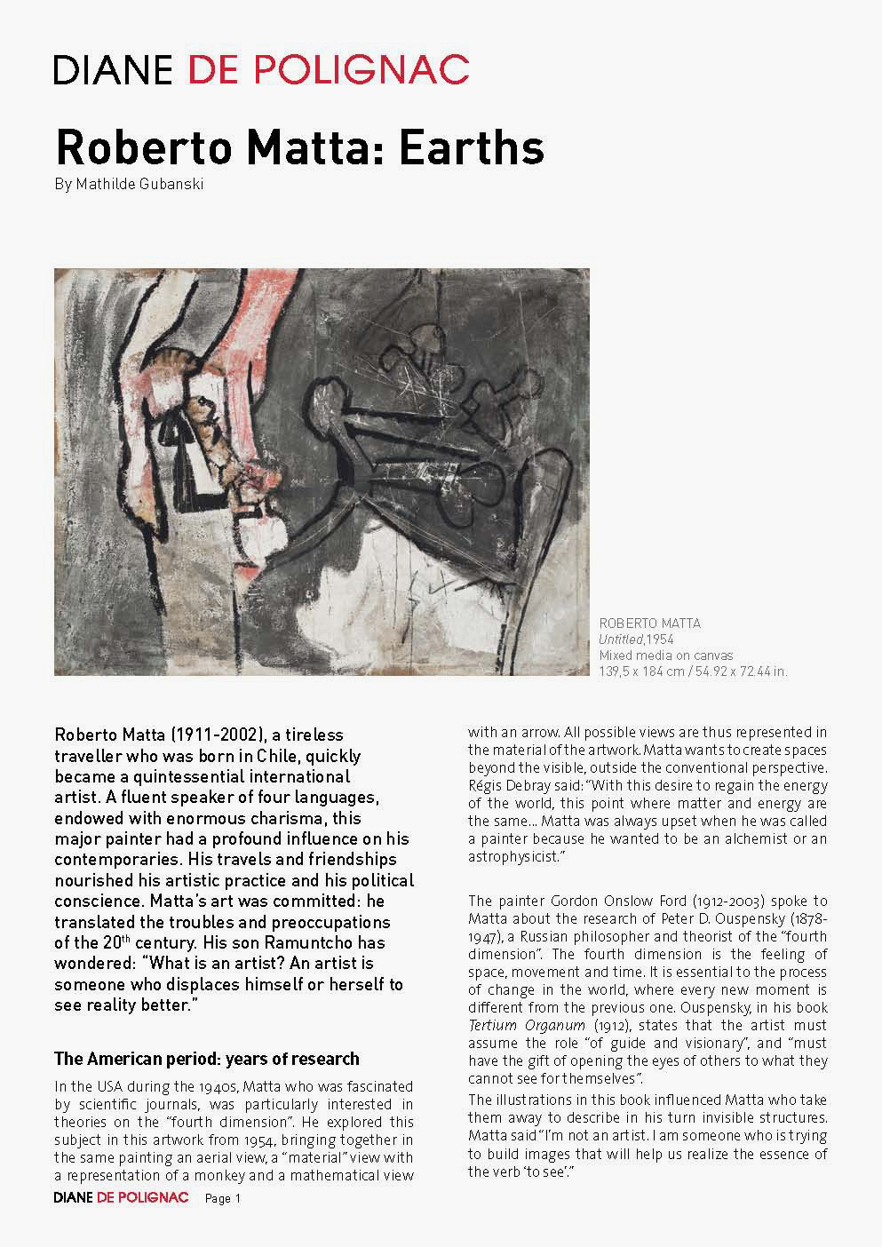 Roberto Matta - Surrealism- Diane de Polignac Art Gallery